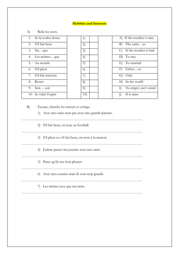 French GCSE listening sport leisure | Teaching Resources