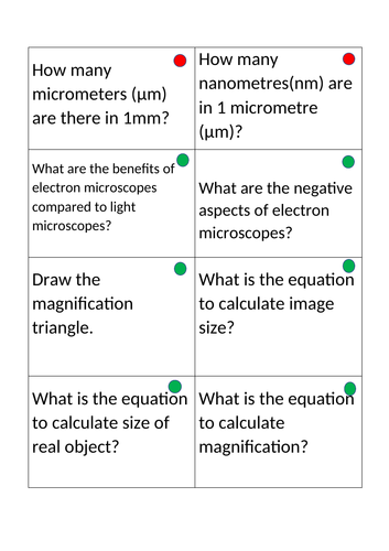 72 Revision flashcards B1 Cell Biology AQA differentiated | Teaching ...