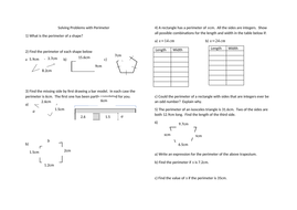 Year 7 Mastery - Solving Problems Involving Perimeters | Teaching Resources