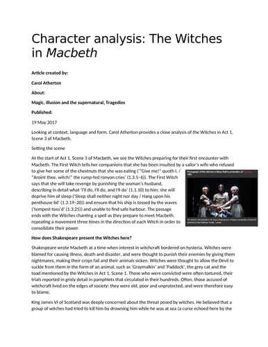 Witches in Macbeth | Teaching Resources