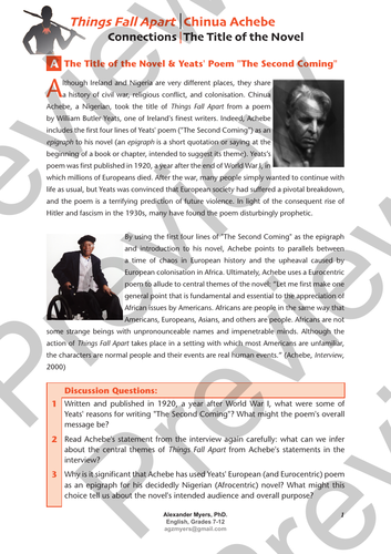 W. B. Yeats: "The Second Coming" & 'Things Fall Apart' (Achebe ...