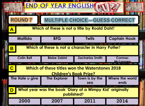 English Quiz End of Year Quiz | Teaching Resources
