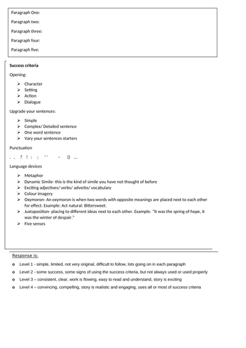 Narrative writing activities | Teaching Resources