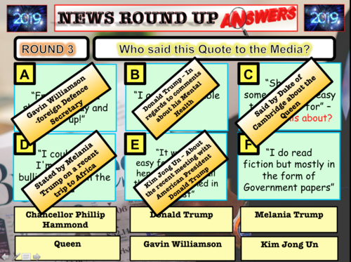 News Quiz End of Year | Teaching Resources