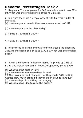 White rose year 6 percentages lesson 5 | Teaching Resources