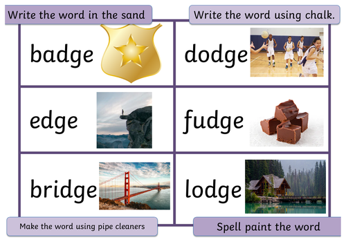 Spelling Activities -dge | Teaching Resources