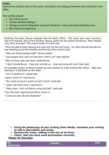 The boy in the striped Pyjamas - Narrative writing SOW - Lesson 8 ...