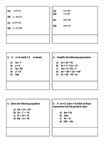 Algebra Relay Race | Teaching Resources