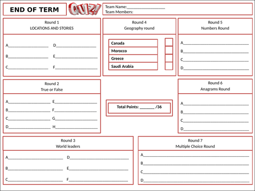 Summer Quiz End of Year | Teaching Resources
