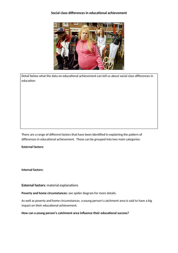 AQA Sociology Social class differences in educational achievement ...