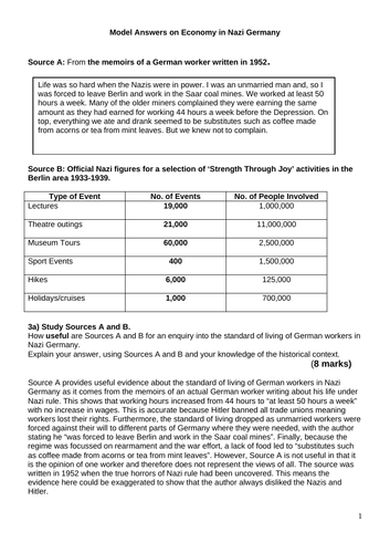 Edexcel 9-1: Weimar & Nazi Germany-Economy- Lesson 31 | Teaching Resources