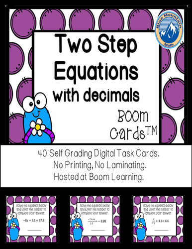 Two Step Equations with Decimals Boom Cards--Digital Task Cards ...
