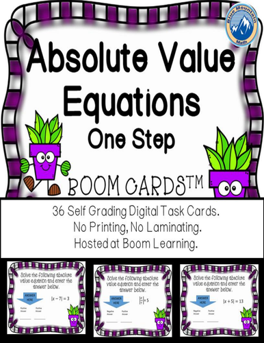 Absolute Value One Step Equations Boom Cards--Digital Task Cards ...
