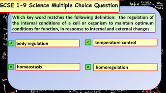 GCSE Biology (Science) Homeostasis Multiple Choice Questions | Teaching ...