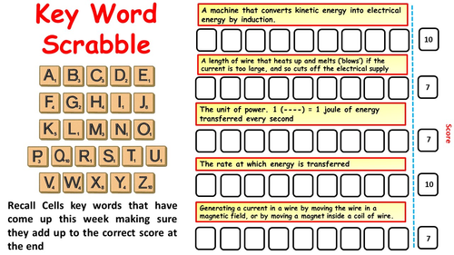 Free GCSE Physics (Science) Electricity Key words & Scrabble Game ...