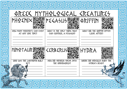 Greek Mythology QR Worksheet | Teaching Resources