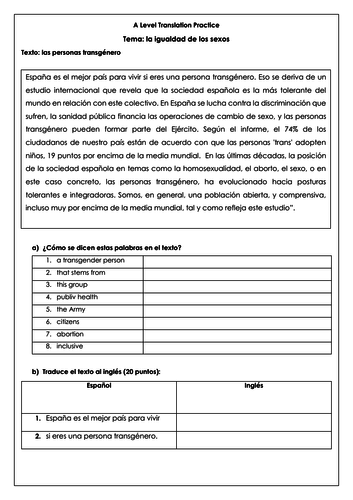 Spanish A-Level Translation - Bumper Bundle | Teaching Resources