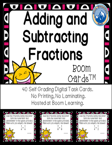 Adding And Subtracting Fractions Boom Cards Digital Task Cards