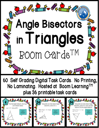 Angle Bisectors in Triangles Boom Cards plus printable task cards ...