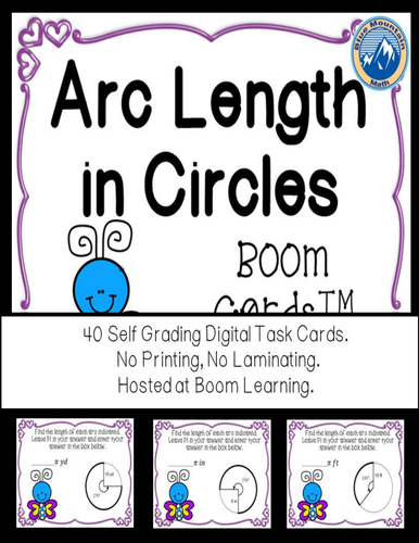 Arc Length in Circles Boom Cards--Digital Task Cards | Teaching Resources