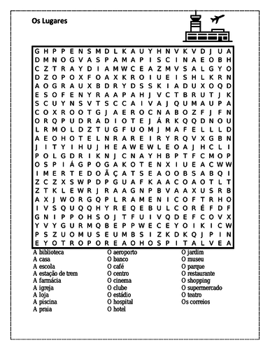 Lugares (Places in Portuguese) Wordsearch | Teaching Resources