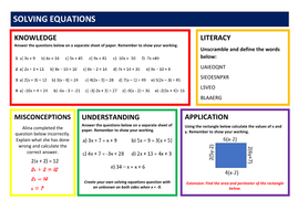 Solving Equations Differentiated Learning Mat Worksheet with Solutions ...