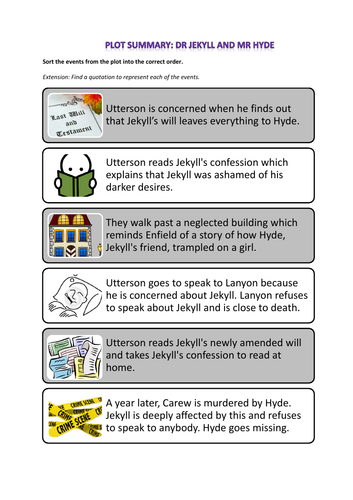 Dr Jekyll and Mr Hyde plot sort | Teaching Resources