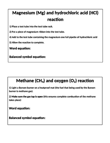 KS3 Chemical reactions practical circus activity | Teaching Resources