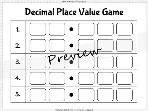 Decimal Place Value Game | Teaching Resources Decimal Place Value Game | Teaching Resources