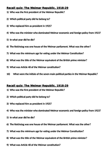 Social Change in the Weimar Republic, 1924-29 | Teaching Resources