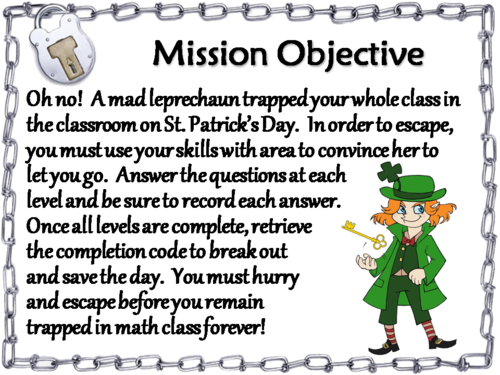 Area of Composite Figures: Geometry Escape Room St. Patrick's Day Math ...
