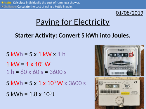 GCSE Physics: Paying for Electricity | Teaching Resources