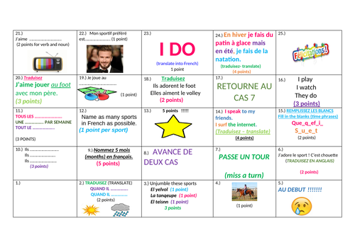 7 FRENCH BOARD GAMES (1 IN SPANISH) - HOLIDAYS, DIRECTIONS, JOBS ...