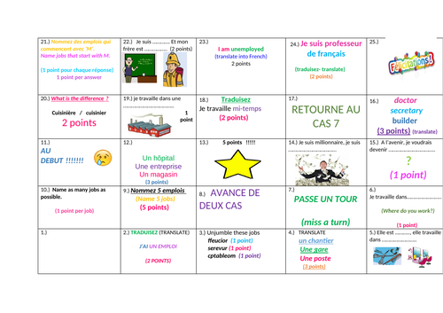 7 FRENCH BOARD GAMES (1 IN SPANISH) - HOLIDAYS, DIRECTIONS, JOBS ...