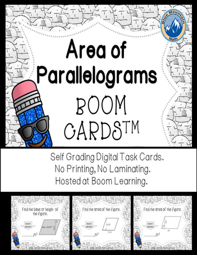 Area of Parallelograms Boom Cards--Digital Task Cards | Teaching Resources
