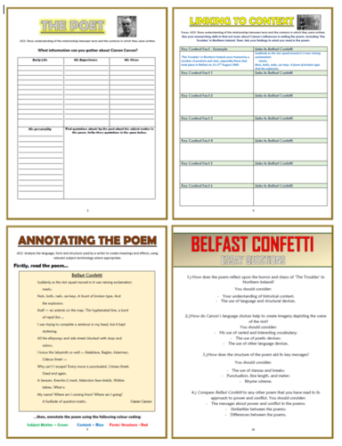 Belfast Confetti Comprehension Activities Booklet! | Teaching Resources