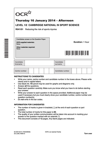 Revision games/activities for OCR Cambridge National Sport Science exam ...