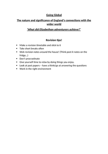 Year 11 Revision Guide for OCR B Elizabeth 1580 - 1603 | Teaching Resources