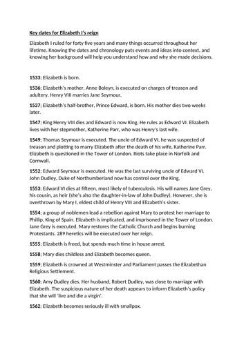 Year 11 Revision Guide for OCR B Elizabeth 1580 - 1603 | Teaching Resources