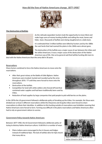 OCR SHP GCSE 9-1 History (USA, 1789-1900): How did the lives of Native ...