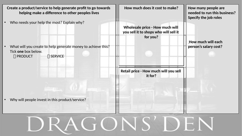 Dragon's Den Style lesson on Social Enterprise and Entrepreneurship ...