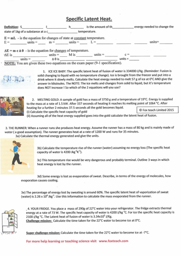Specific latent heat | Teaching Resources