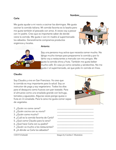 Spanish Reading on Food / Shopping / Cooking: La comida Lectura Fácil ...