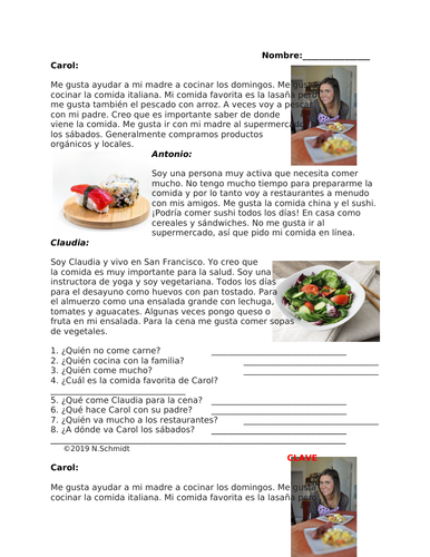 Spanish Reading on Food / Shopping / Cooking: La comida Lectura Fácil ...