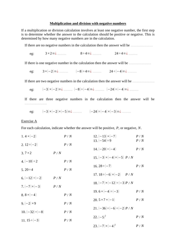 Calculations with negative numbers | Teaching Resources Calculations with negative numbers | Teaching Resources