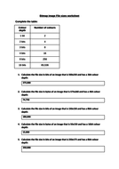 Bitmap image file size worksheet - WITH ANSWER SHEET | Teaching Resources