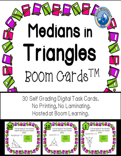 Medians in Triangles Boom Cards--Digital Task Cards | Teaching Resources