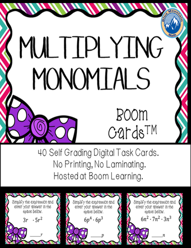 Multiplying Monomials Boom Cards--Digital Task Cards | Teaching Resources