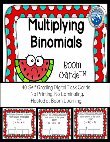 Multiplying Binomials Boom Cards--Digital Task Cards | Teaching Resources