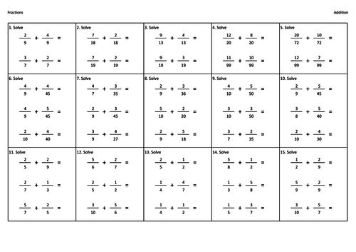 Fractions Four Operations Questions | Teaching Resources